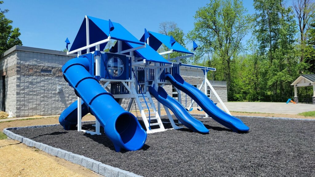 THE ULTIMATE BLUE VINYL SWING SET - Swing Set Nation